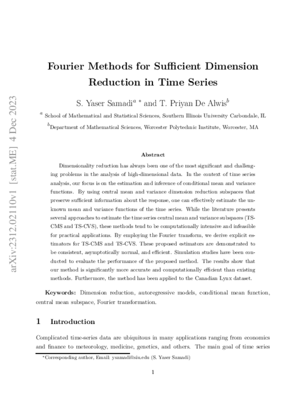 (PDF) Fourier Methods for Sufficient Dimension Reduction in Time Series