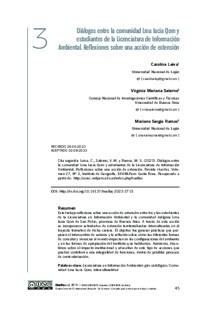 (PDF) Diálogos entre la comunidad Lma Iacia Qom y estudiantes de la ...