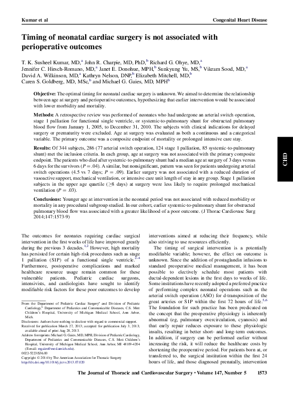 (PDF) Timing of neonatal cardiac surgery is not associated with ...