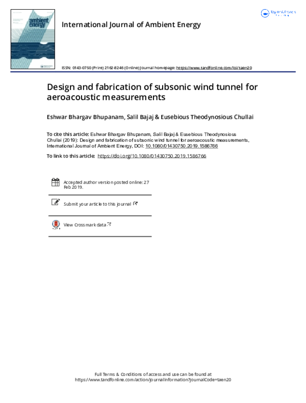 (PDF) Design and fabrication of the subsonic wind tunnel for ...