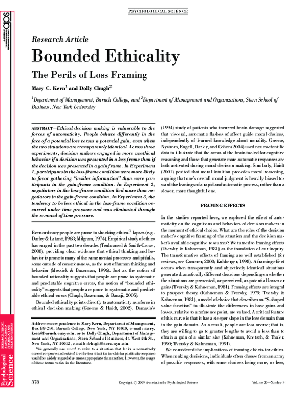 (PDF) Bounded Ethicality