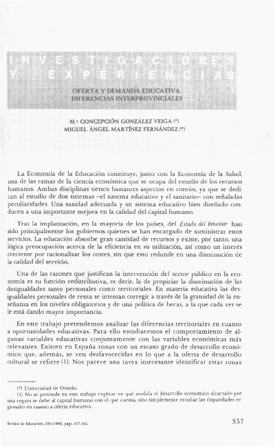 (PDF) Oferta y demanda educativa : diferencias interprovinciales ...
