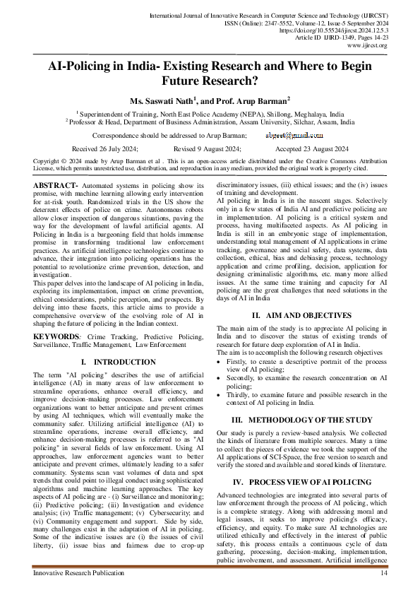 (PDF) AI Policing in India Existing Research and Where to Begin Future ...