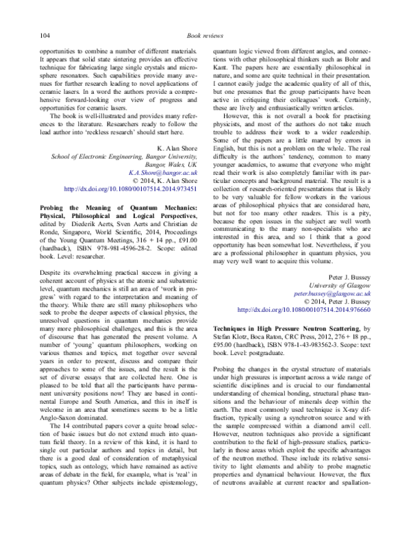(PDF) Probing the Meaning of Quantum Mechanics: Physical, Philosophical ...