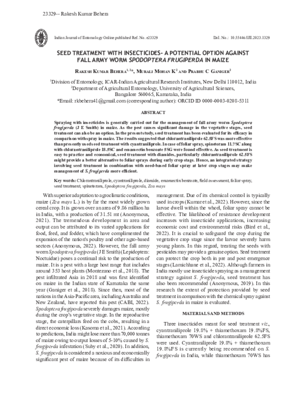 (PDF) Seed Treatment with Insecticides- A Potential Option against Fall ...