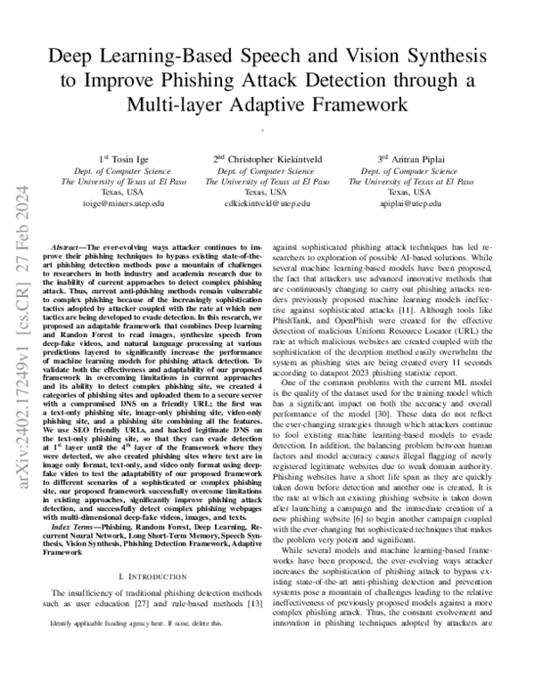 Deep Learning-Based Speech and Vision Synthesis to Improve Phishing ...