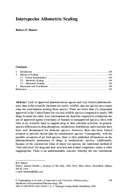 (PDF) Interspecies Allometric Scaling