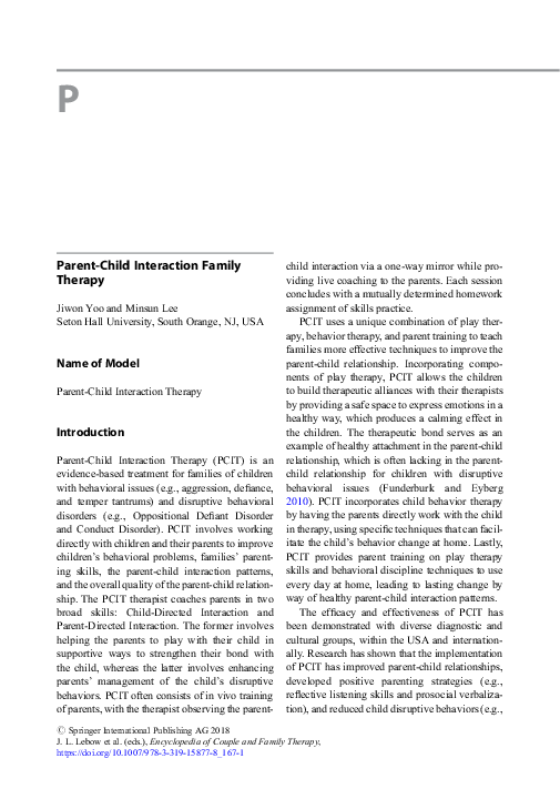 (PDF) Parent-Child Interaction Family Therapy