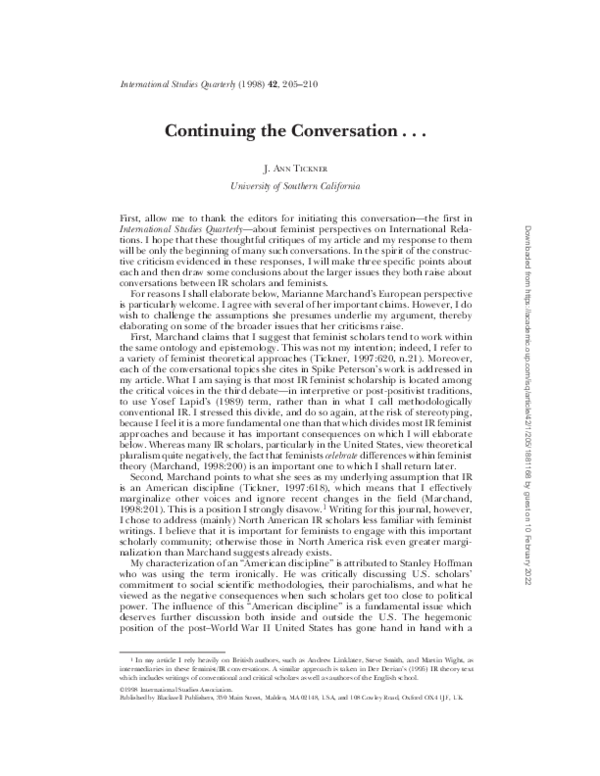 (PDF) Continuing the Conversation