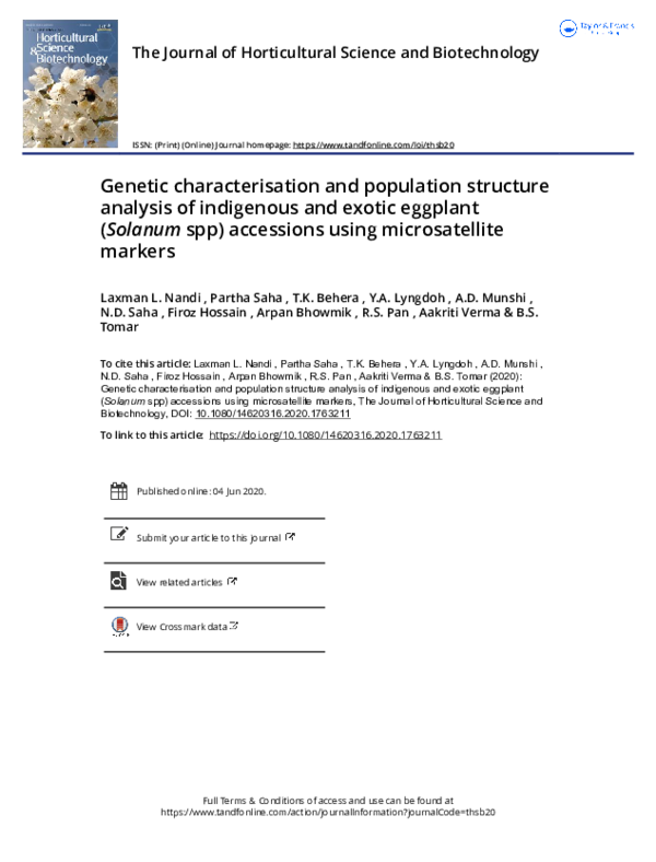 (PDF) Genetic characterisation and population structure analysis of indigenous and exotic ...