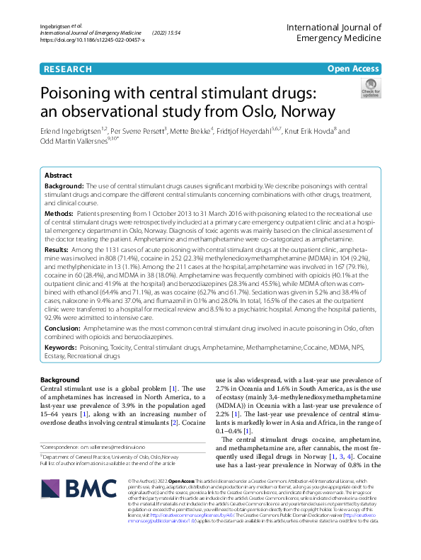 (PDF) Poisoning with central stimulant drugs: an observational study ...