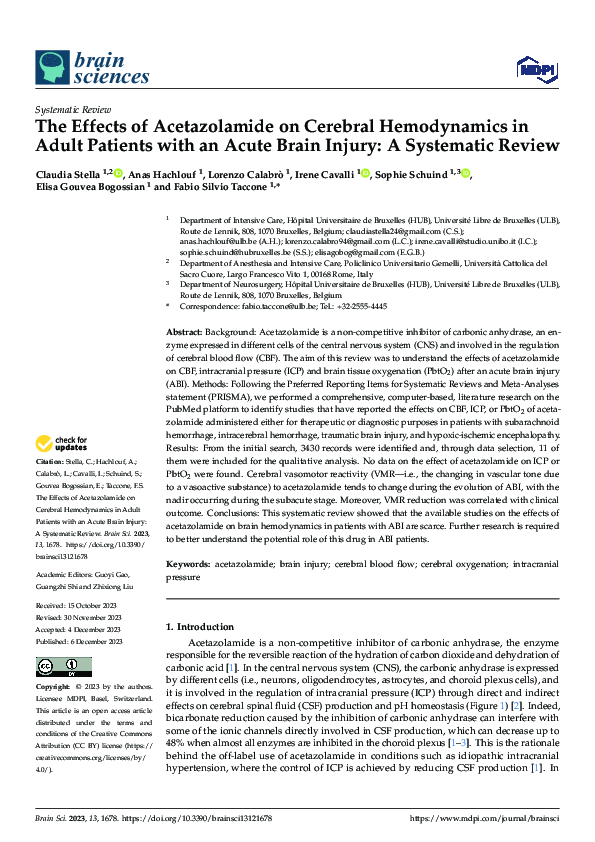 (PDF) The Effects of Acetazolamide on Cerebral Hemodynamics in Adult ...