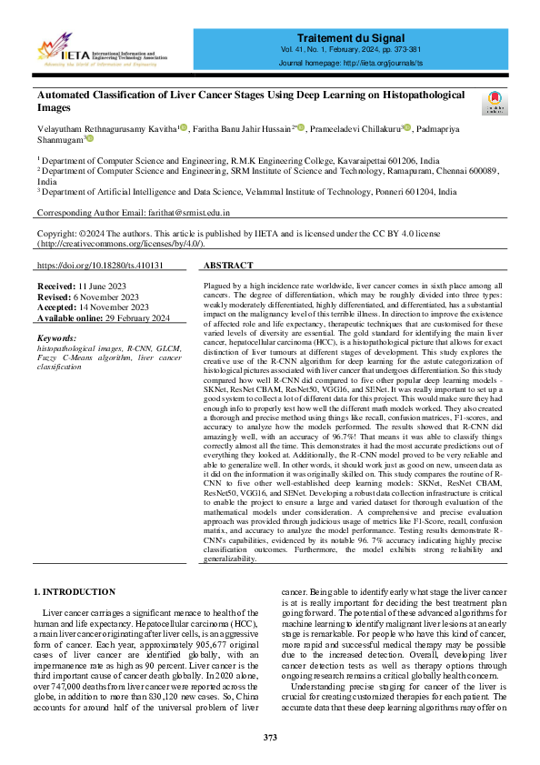 (PDF) Automated Classification of Liver Cancer Stages Using Deep ...