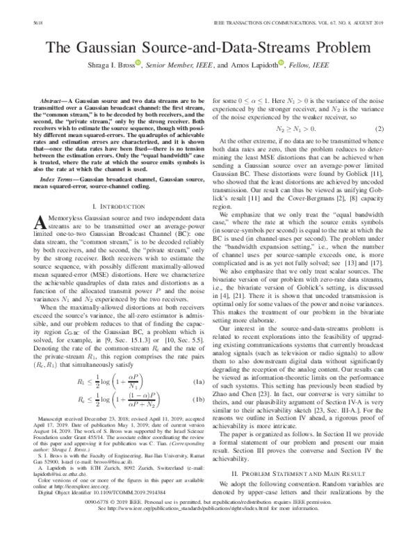 (PDF) The Gaussian Source-and-Data-Streams Problem