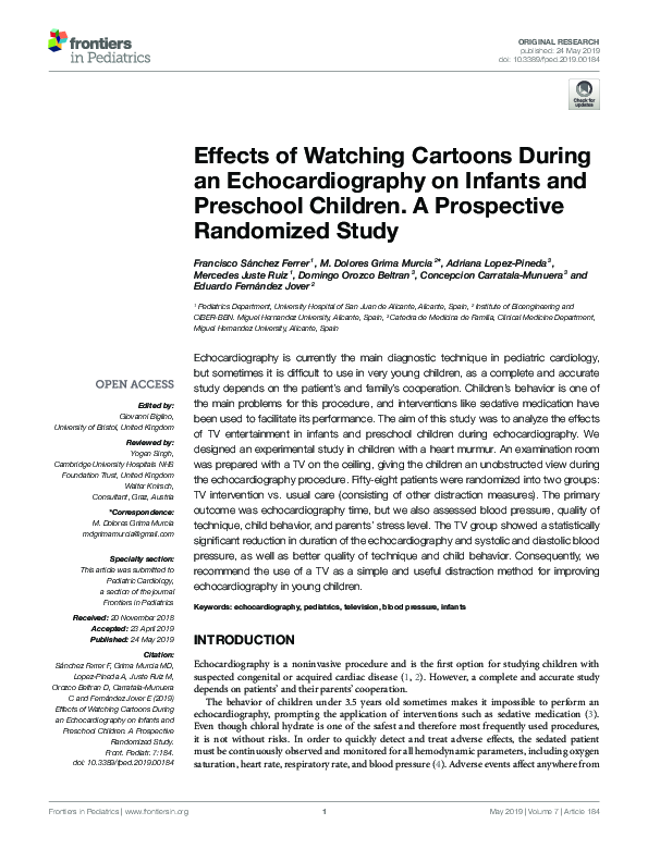 (PDF) Effects of Watching Cartoons During an Echocardiography on ...