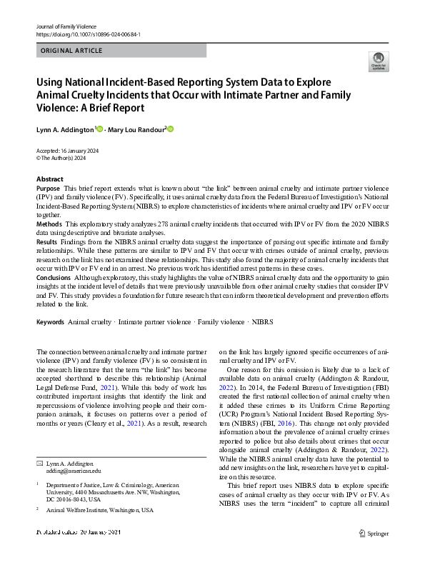 (PDF) Using National Incident-Based Reporting System Data to Explore ...