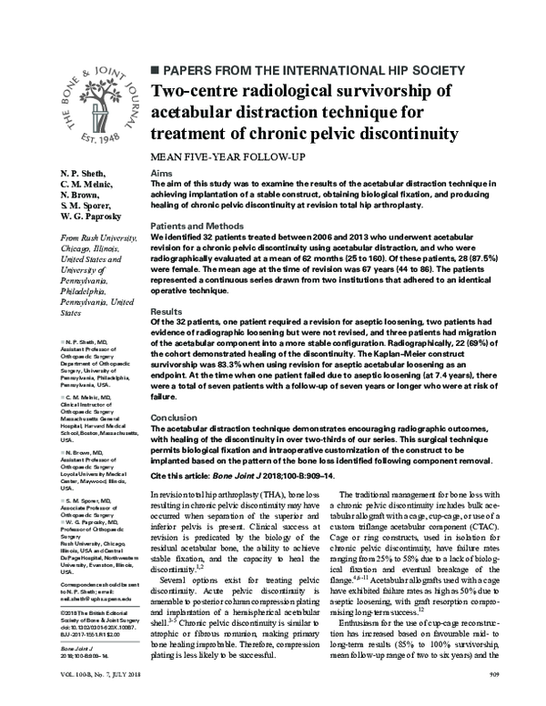 (PDF) Two-centre radiological survivorship of acetabular distraction ...