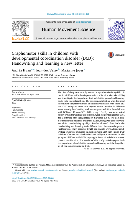 (PDF) Graphomotor skills in children with developmental coordination ...