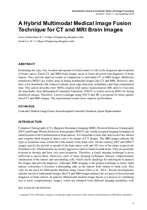 (PDF) A Hybrid Multimodal Medical Image Fusion Technique for CT and MRI ...