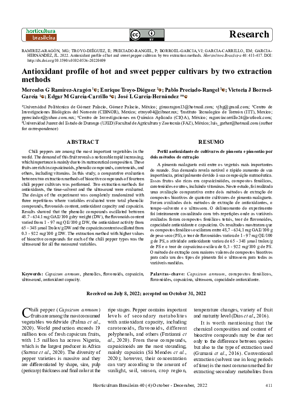 (PDF) Antioxidant profile of hot and sweet pepper cultivars by two ...