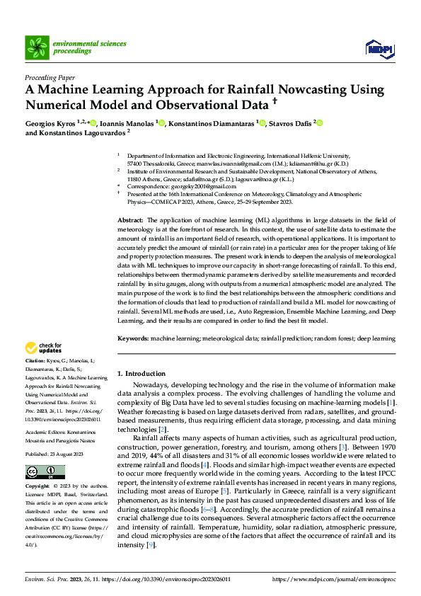 (PDF) A Machine Learning Approach for Rainfall Nowcasting Using Numerical Model and ...