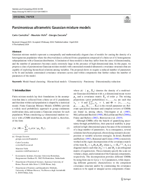 (PDF) Parsimonious ultrametric Gaussian mixture models