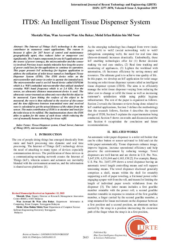 (PDF) ITDS: An Intelligent Tissue Dispenser System