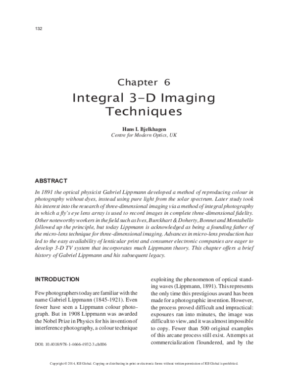 (PDF) Integral 3-D Imaging Techniques