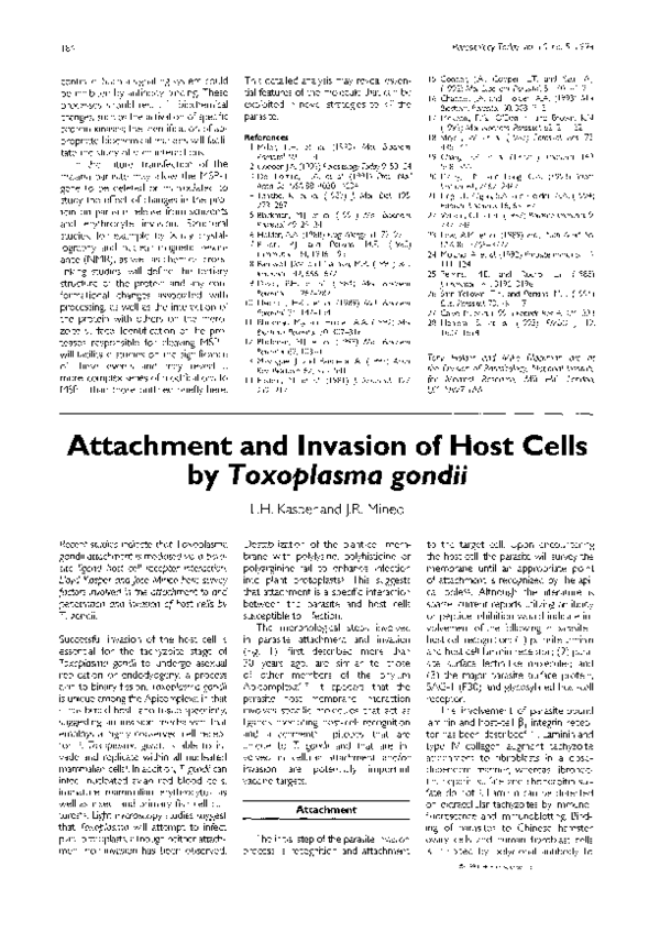 (PDF) Attachment and invasion of host cells by Toxoplasma gondii