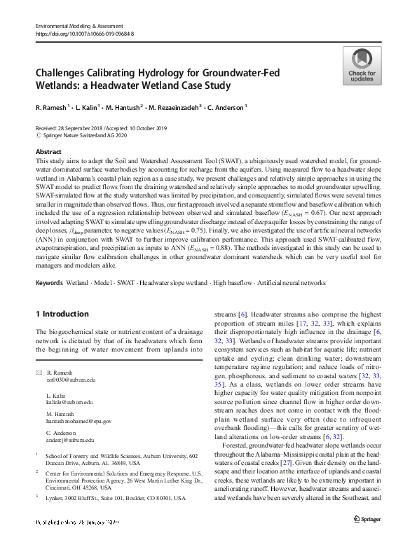 (PDF) Challenges Calibrating Hydrology for Groundwater-Fed Wetlands: a ...