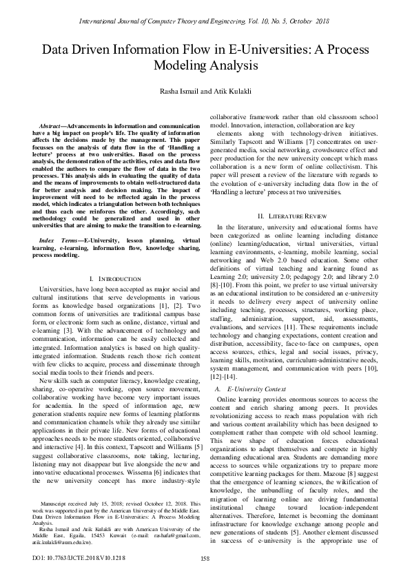 (PDF) Data Driven Information Flow in E-Universities: A Process Modeling Analysis