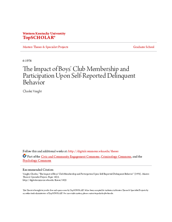 (PDF) The Impact of Boys’ Club Membership and Participation Upon Self ...