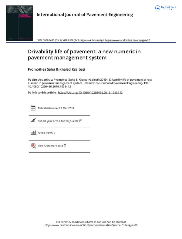 (PDF) Drivability life of pavement: a new numeric in pavement ...