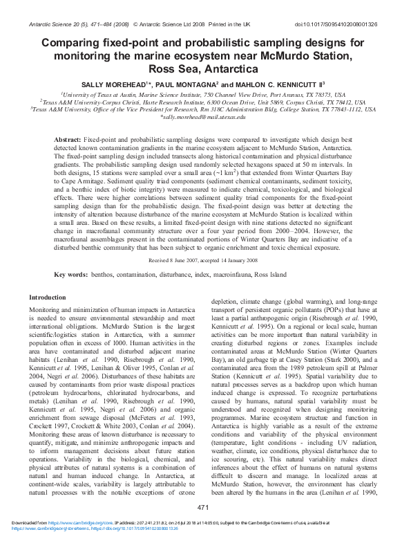 (PDF) Comparing fixed-point and probabilistic sampling designs for monitoring the marine ...