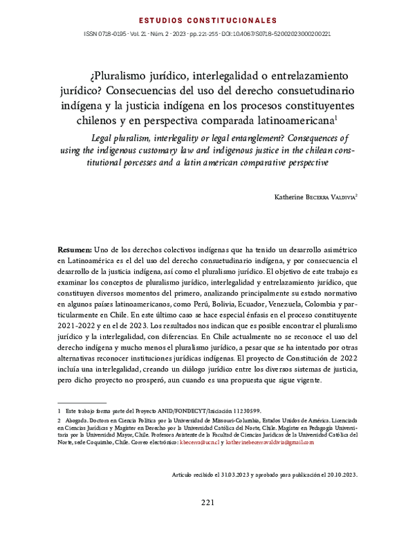 (PDF) ¿Pluralismo Jurídico, Interlegalidad o Entrelazamiento jurídico? Consecuencias del Uso del ...