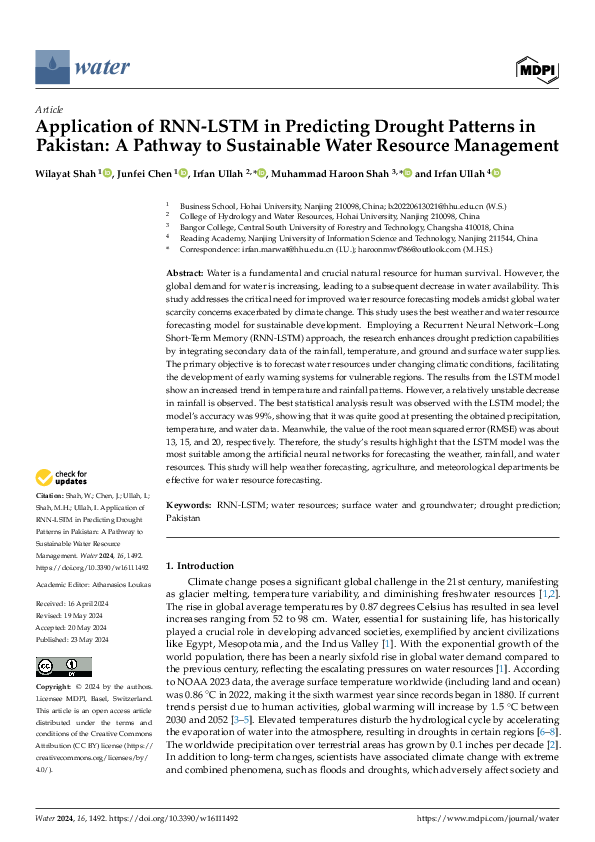 Pdf Application Of Rnn Lstm In Predicting Drought Patterns In Pakistan A Pathway To