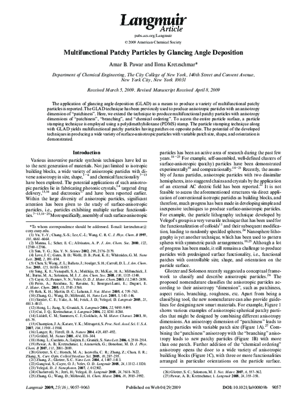 (PDF) Multifunctional Patchy Particles by Glancing Angle Deposition | Amar Pawar - Academia.edu