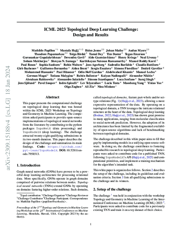 (PDF) ICML 2023 Topological Deep Learning Challenge : Design and Results