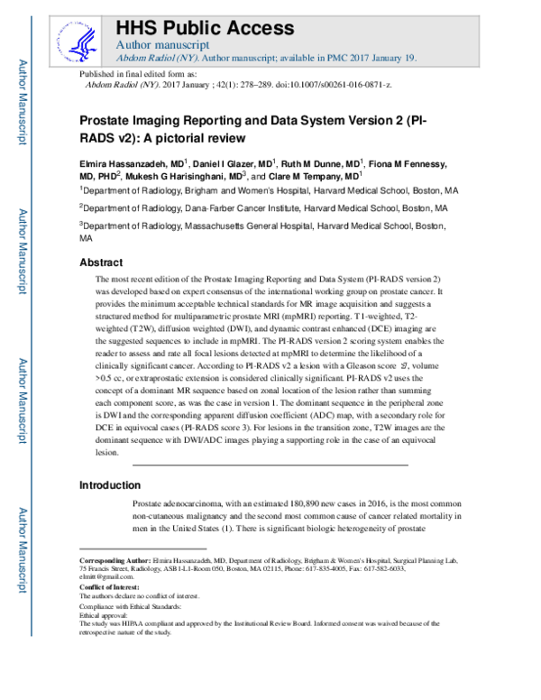 (PDF) Prostate imaging reporting and data system version 2 (PI-RADS v2): a pictorial review