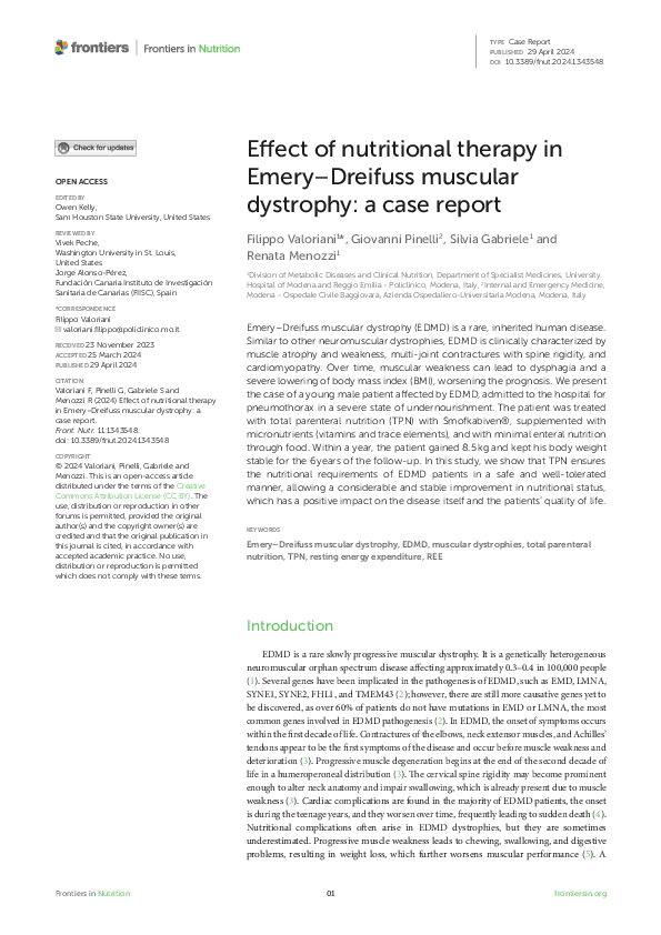(PDF) Effect of nutritional therapy in Emery–Dreifuss muscular ...