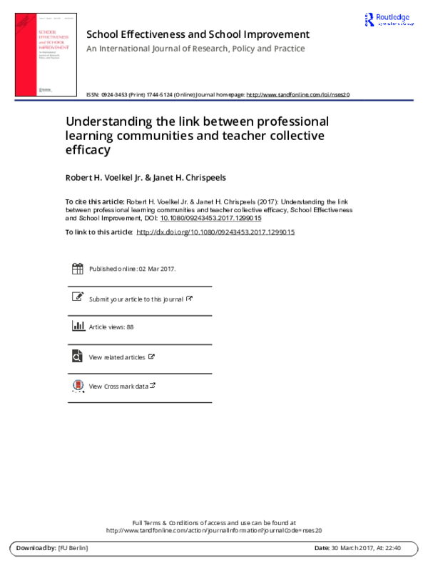 (PDF) Understanding the link between professional learning communities ...