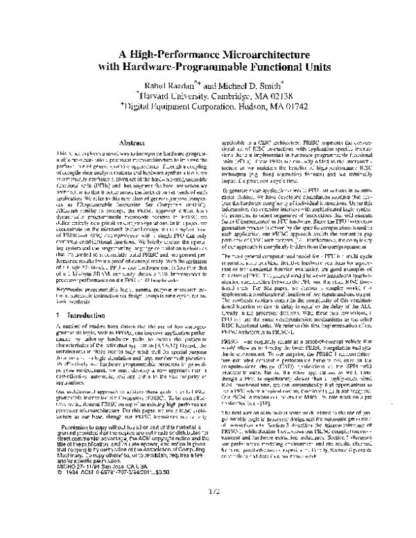 (PDF) A high-performance microarchitecture with hardware-programmable functional units