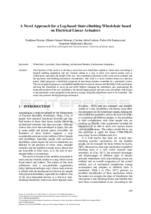 (PDF) A Novel Approach for a Leg-based Stair-climbing Wheelchair based ...