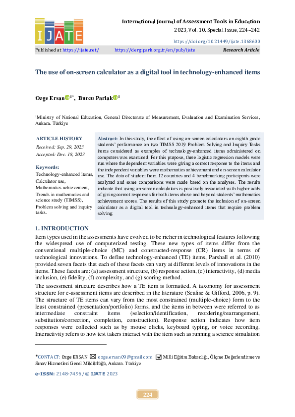 (PDF) The use of on-screen calculator as a digital tool in technology ...