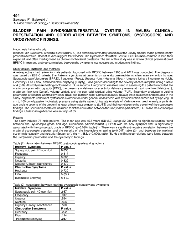 (PDF) Bladder Pain Syndrome/Interstitial Cystitis in Males: Clinical ...