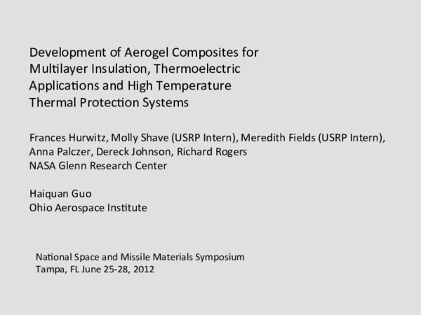 (PDF) Development of Aerogel Composites for Multilayer Insulation ...