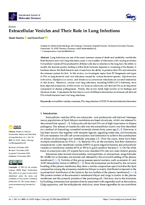 (PDF) Extracellular Vesicles and Their Role in Lung Infections