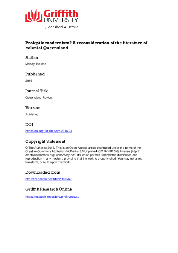 (PDF) Proleptic modernism?