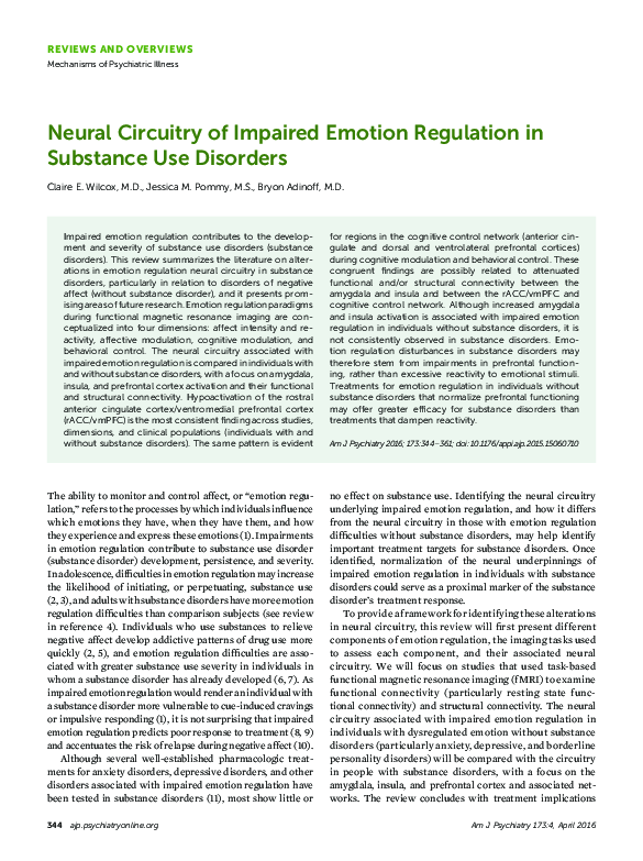 (PDF) Neural Circuitry of Impaired Emotion Regulation in Substance Use ...
