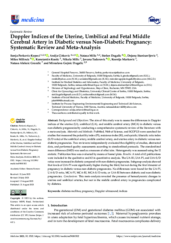 (PDF) Doppler Indices of the Uterine, Umbilical and Fetal Middle ...